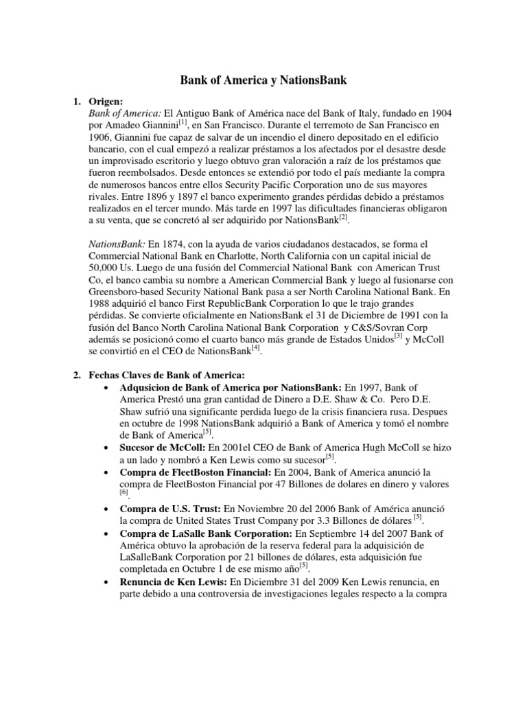 Bank of America y NationsBank | PDF | Banco de America | Los Estados Unidos