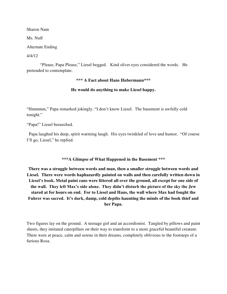 Book Thief Alternate Ending | PDF