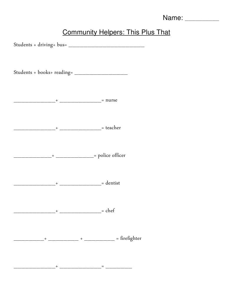 Community Helpers This Plus That | PDF