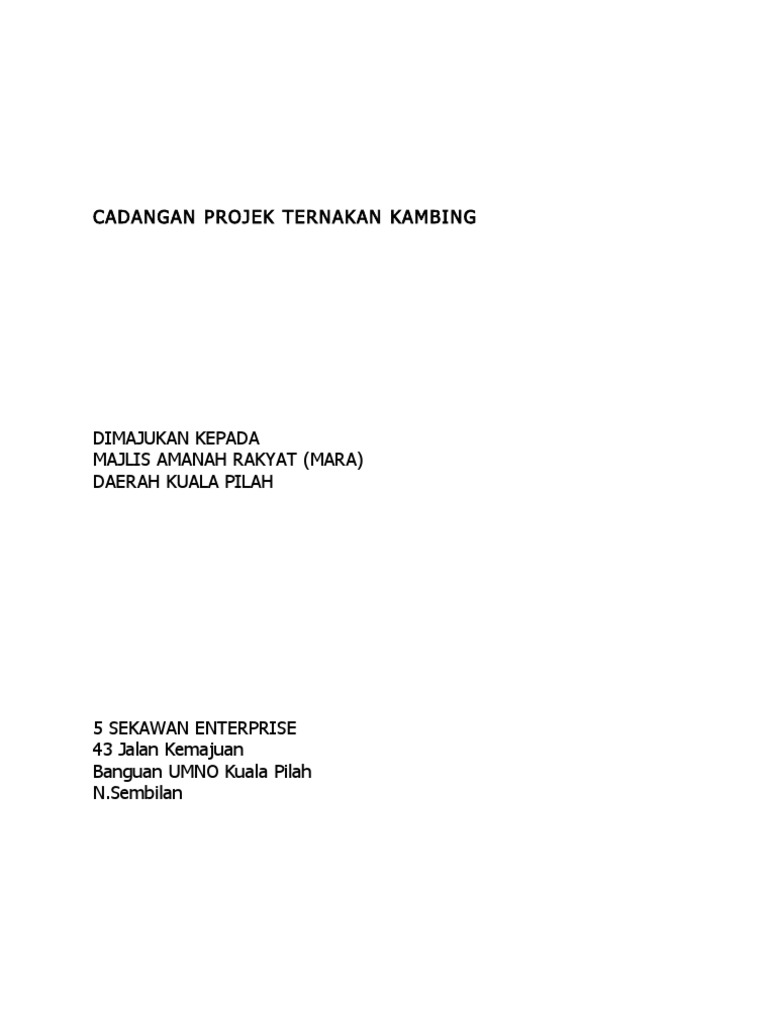 Cadangan Projek Ternakan Kambing | PDF