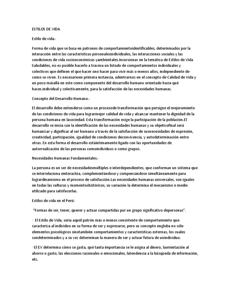 Estilos de Vida | PDF | Vida | Estilo de vida (sociología)