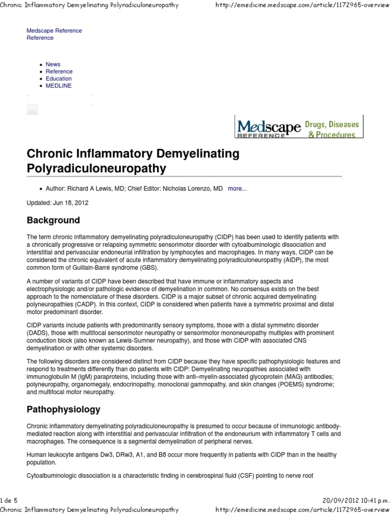 Chronic Inflammatory Demyelinating Polyradiculoneuropathy | PDF ...