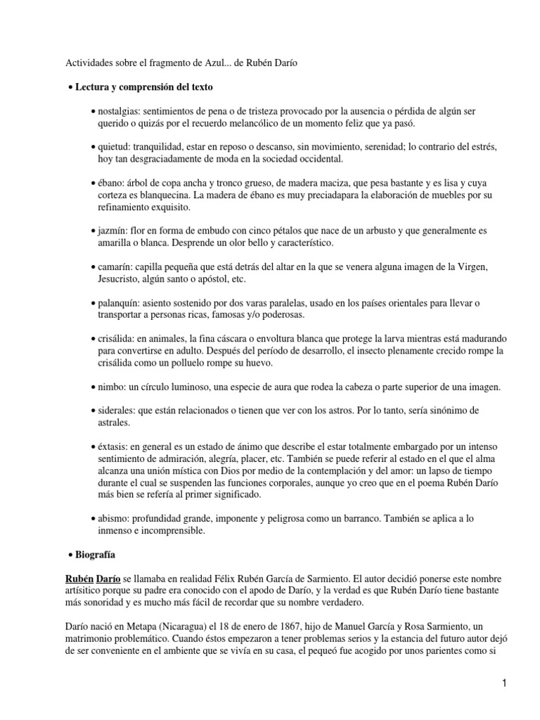 Azul... - Rubén Darío | PDF | Poesía
