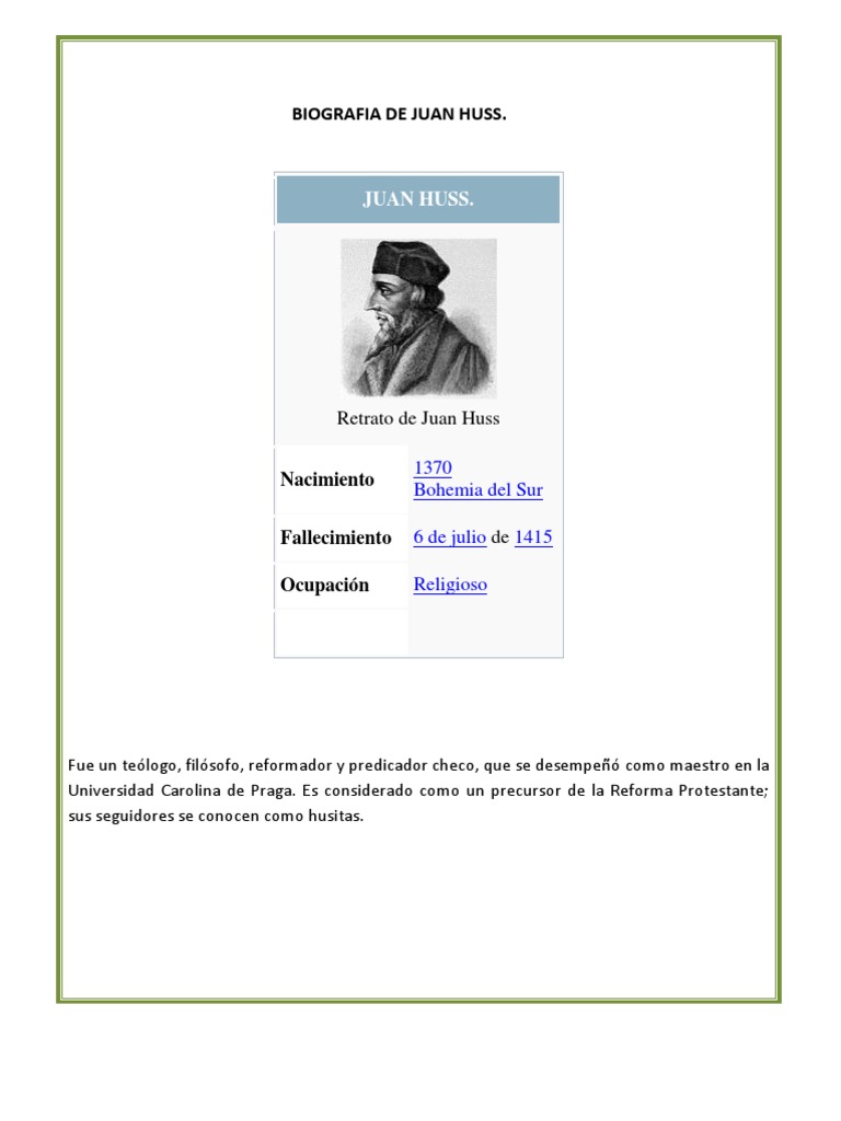 Biografia de Juan Huss | PDF | Religión y creencia