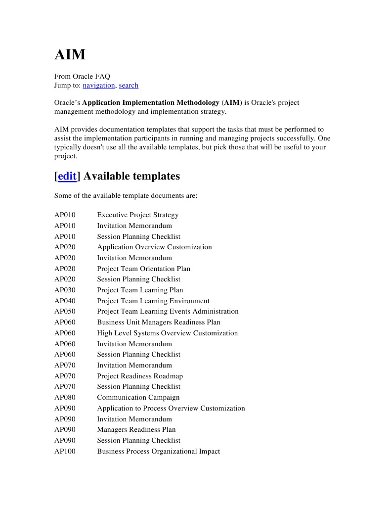 Oracle Application Implementation Methodology AIM | PDF | Business ...