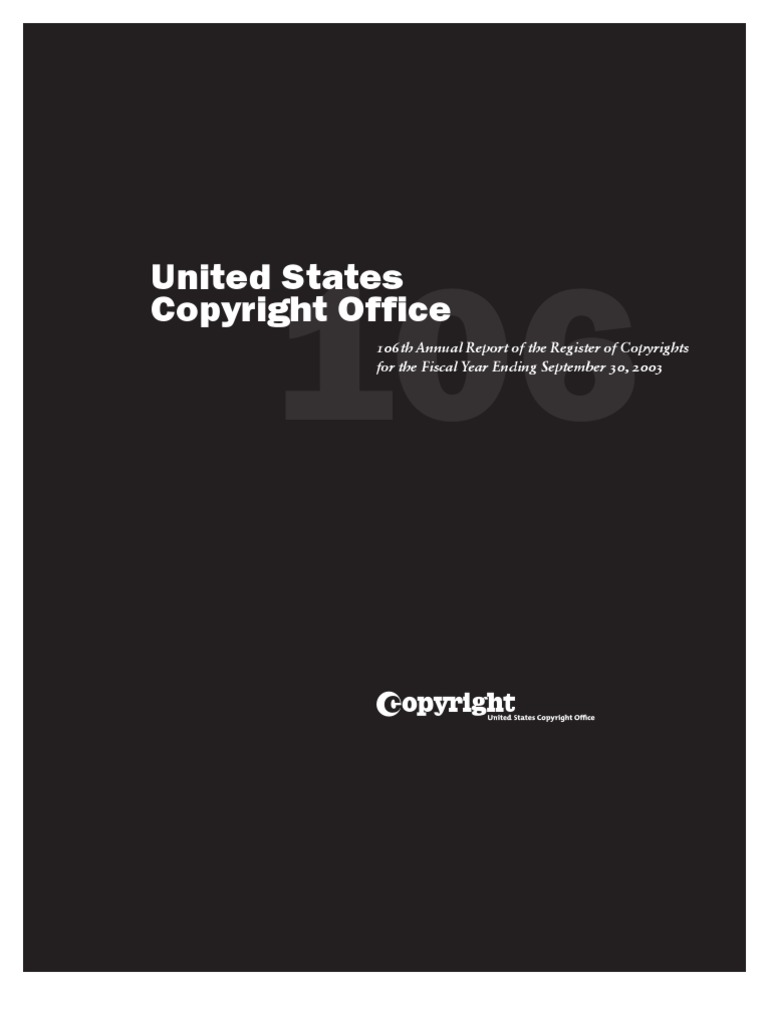 US Copyright Office: Annual Report 2003 Full | PDF