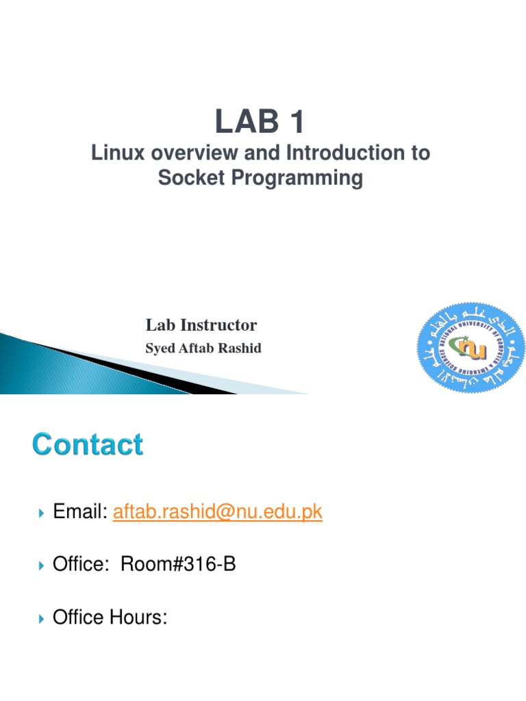 Linux Overview and Introduction To Socket Programming: Lab Instructor | PDF | Network Socket ...