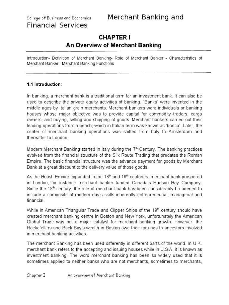 Overview of Merchant Banking Functions | PDF | Securities (Finance ...