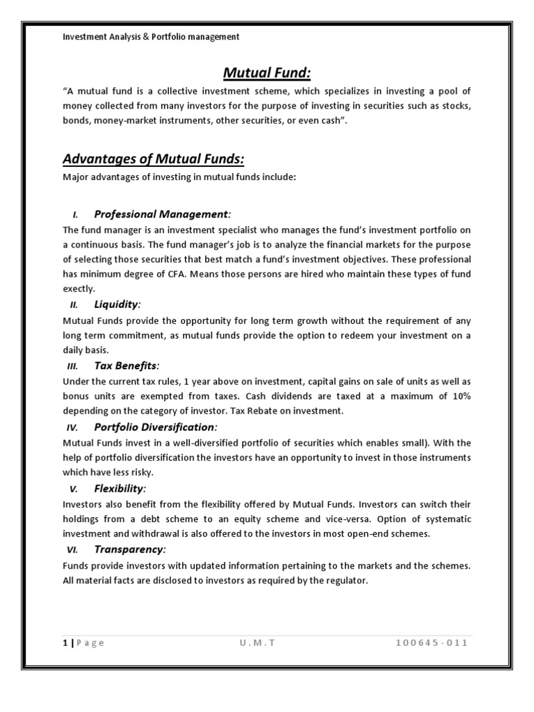 Mutual Fund | PDF | Mutual Funds | Investor
