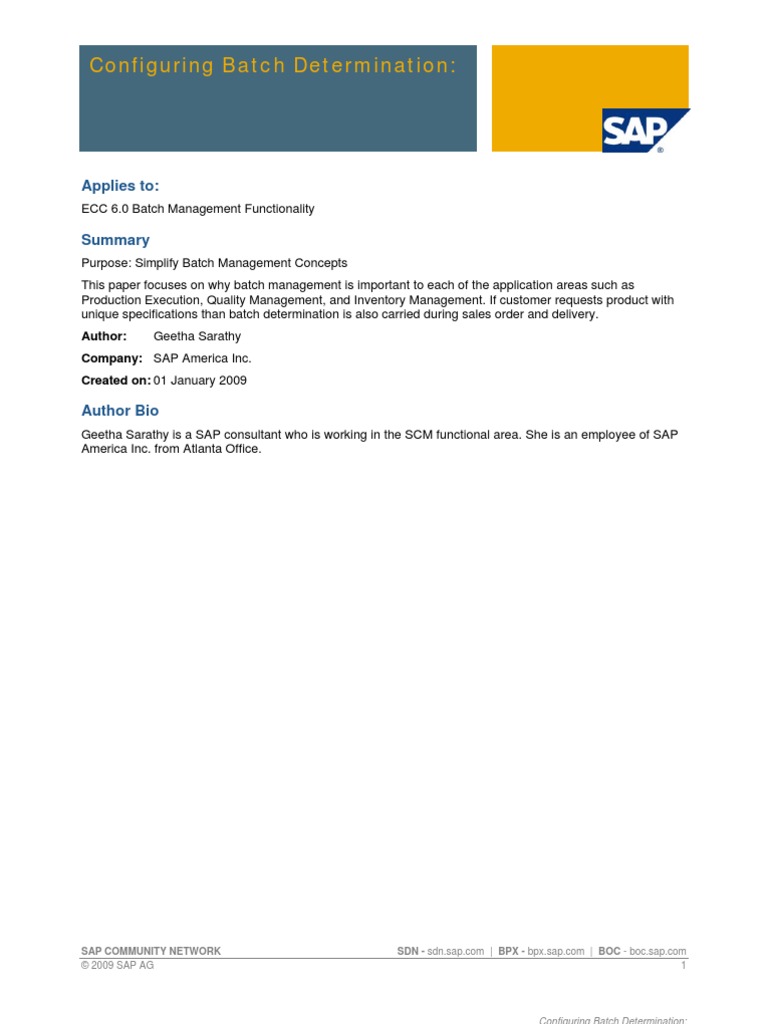 Configuration of Batch Determination | PDF | Ibm System I ...