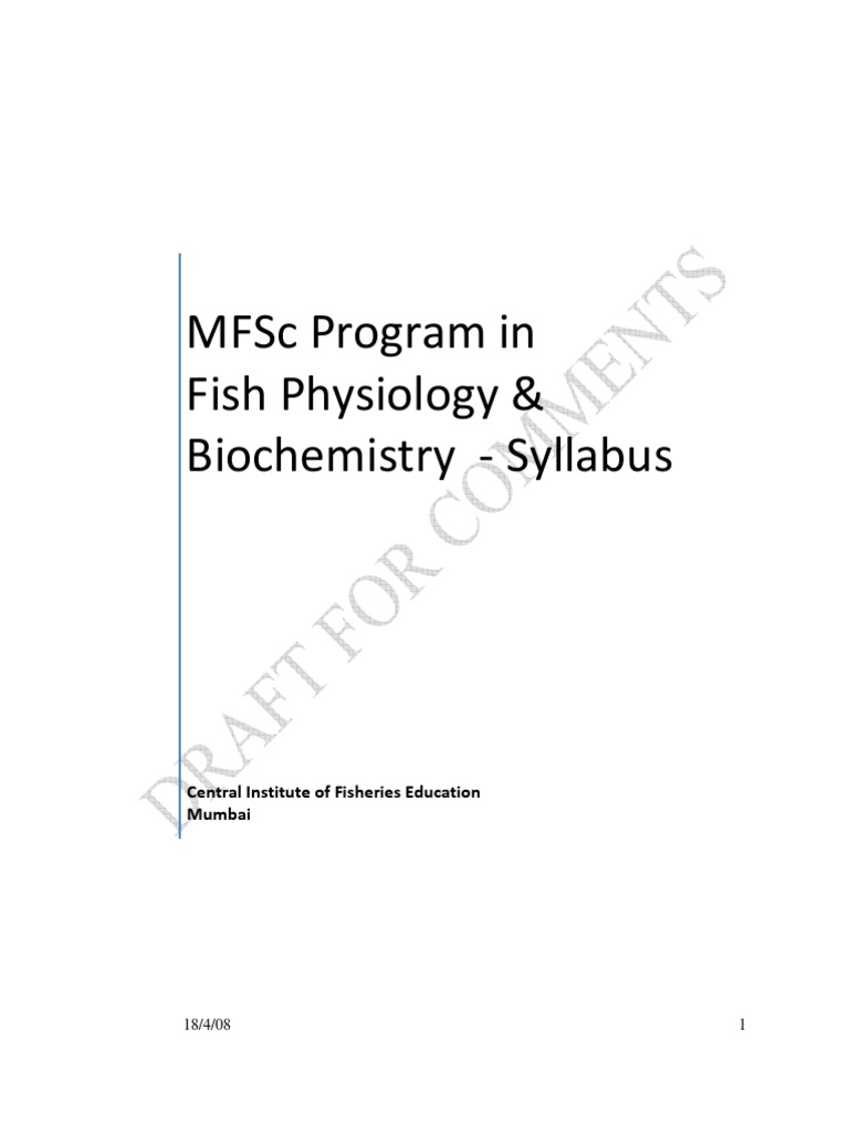 Fish Physiology and Biochemistry MFSC Syllabus | PDF | Metabolism | Biochemistry