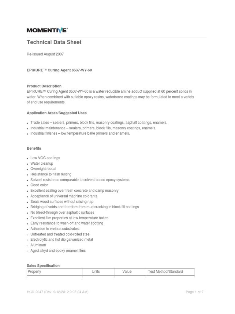 Epikure 8537-w-60 | PDF | Epoxy | Paint