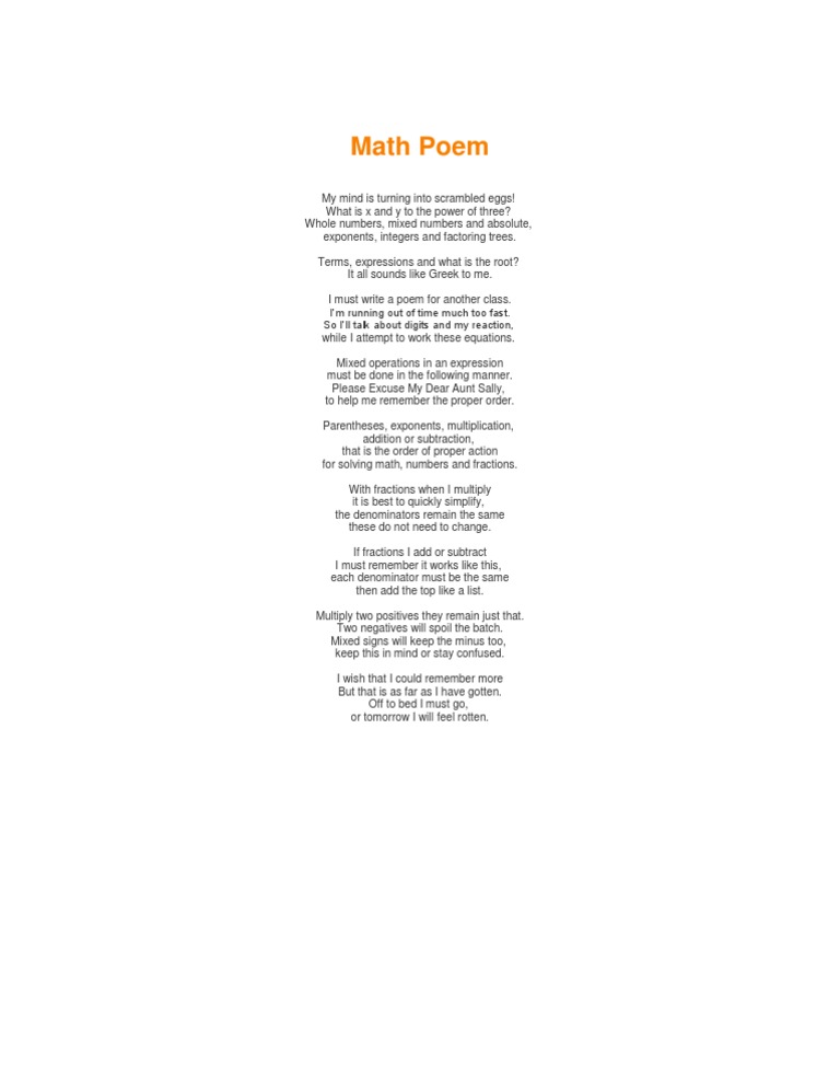 Math Poem | PDF