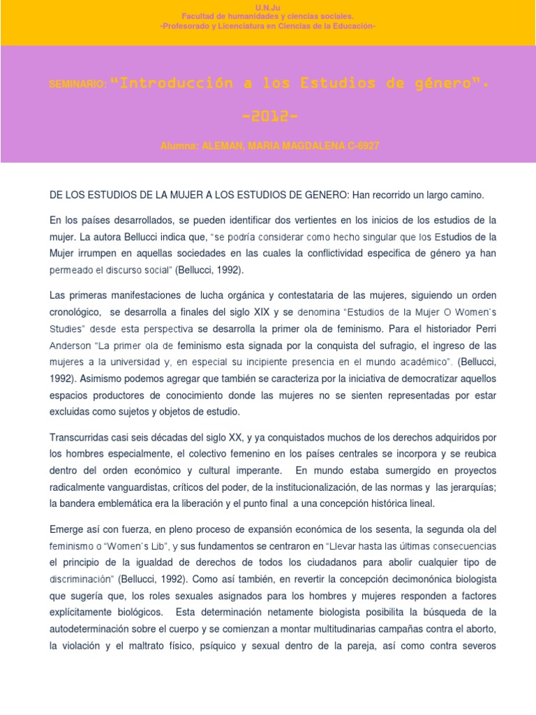 De Los Estudios de La Mujer A Los Estudios de Genero | PDF | Estudios ...