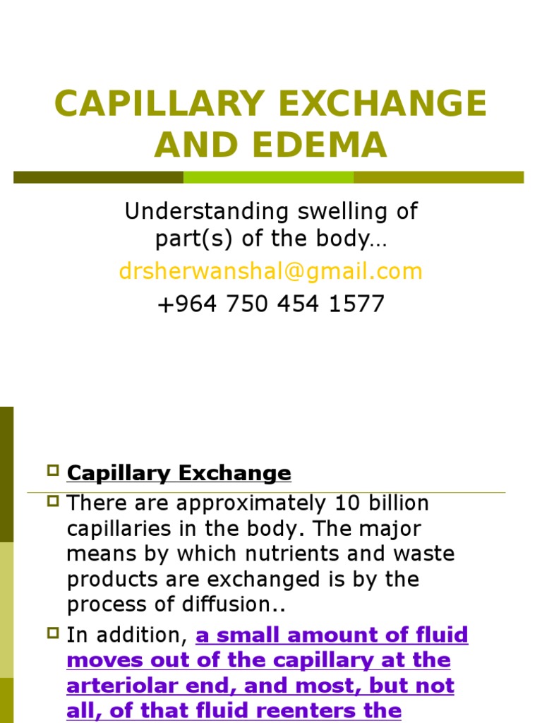 Capillary Exchange and Edema | PDF | Capillary | Edema