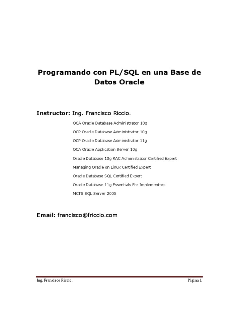 Taller Oracle PLSQL 22112010 | PDF | SQL | Pl / Sql