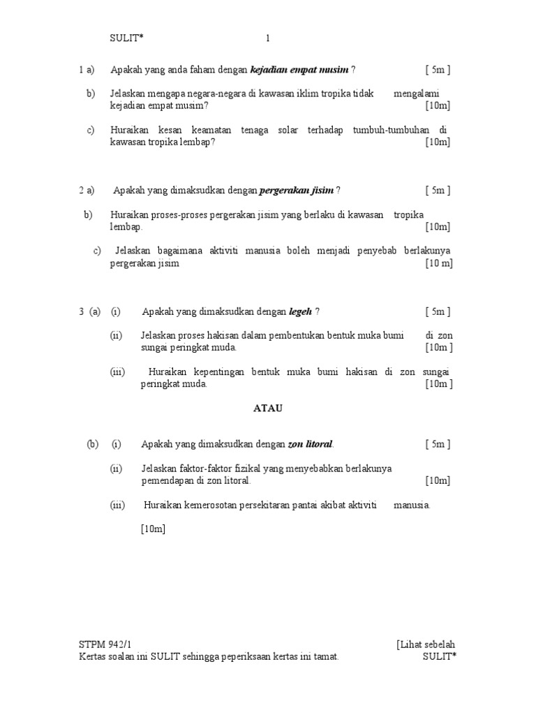 Soalan Geo Kertas 1 | PDF
