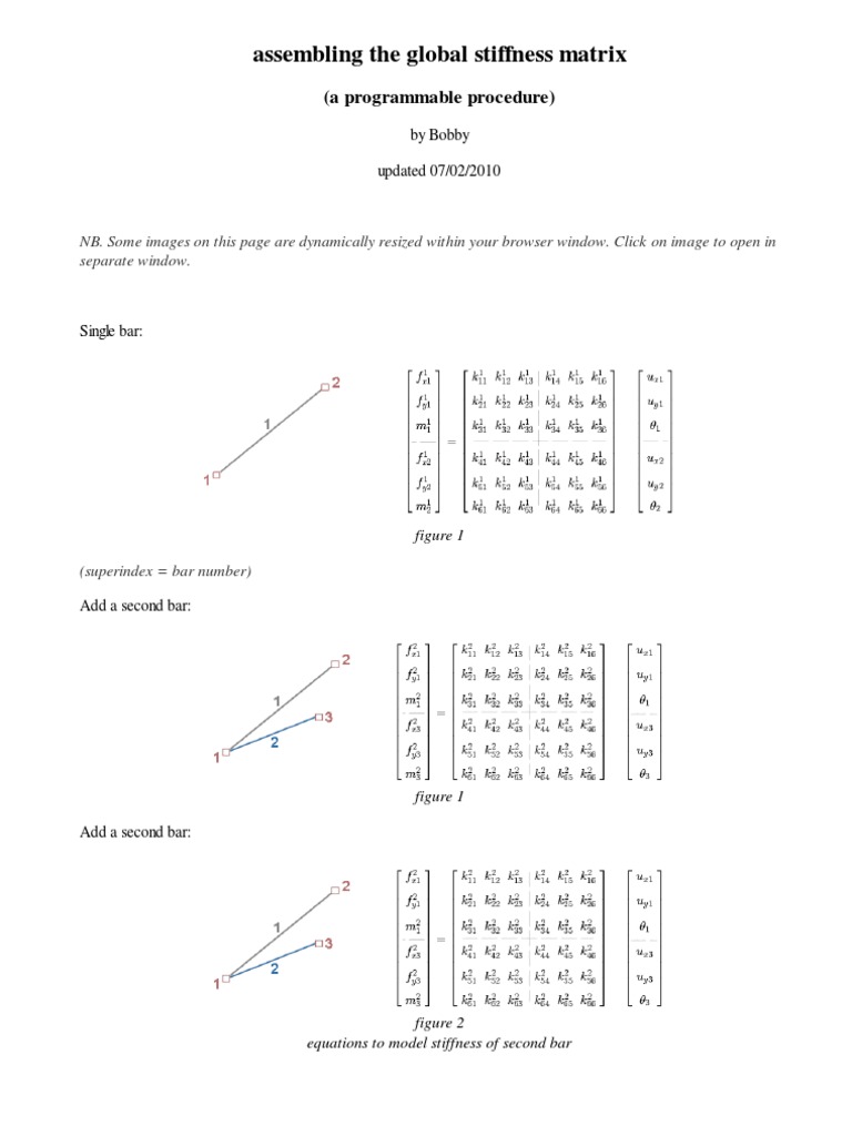 Assembling the Global Stiffness Matrix | PDF | Stiffness | Equations