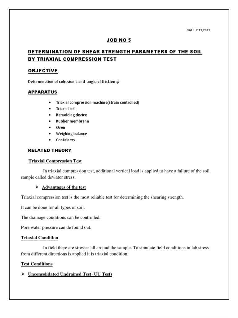 Determination of Shear Strength Parameters of The Soil by Triaxial ...