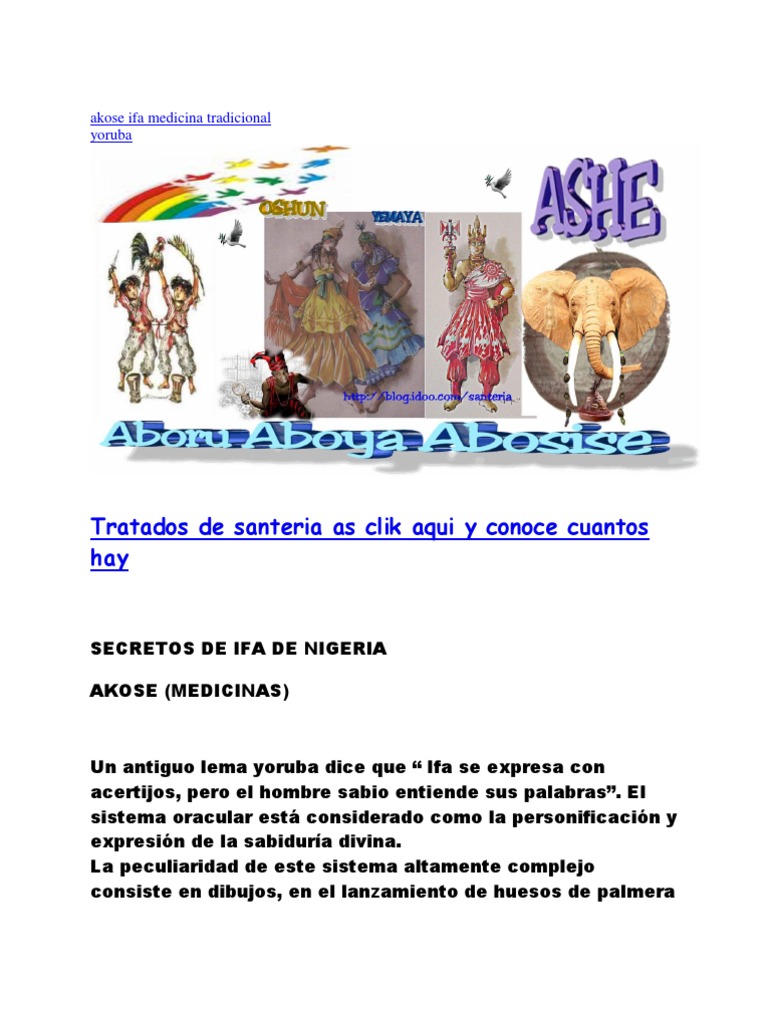 Akose Ifá: Medicinas Tradicionales Yoruba | PDF | Conocimiento tradicional | Antropología cultural