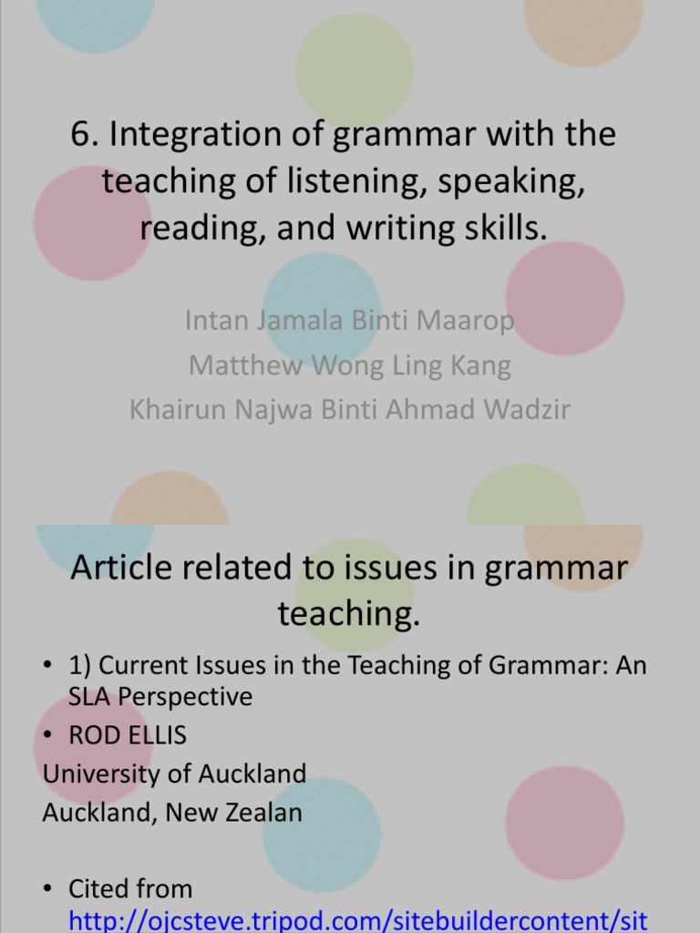 Integrated Grammar Teaching Methods | PDF | Grammatical Tense | Grammar