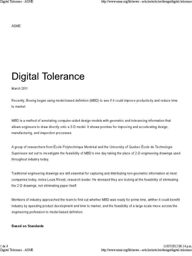 Digital Tolerance | PDF | Computer Aided Design | Engineering Tolerance