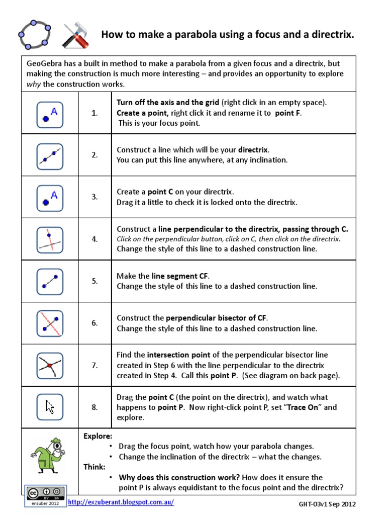 Locus and Parabola Make A Parabola GHT0301 | PDF | Perpendicular ...