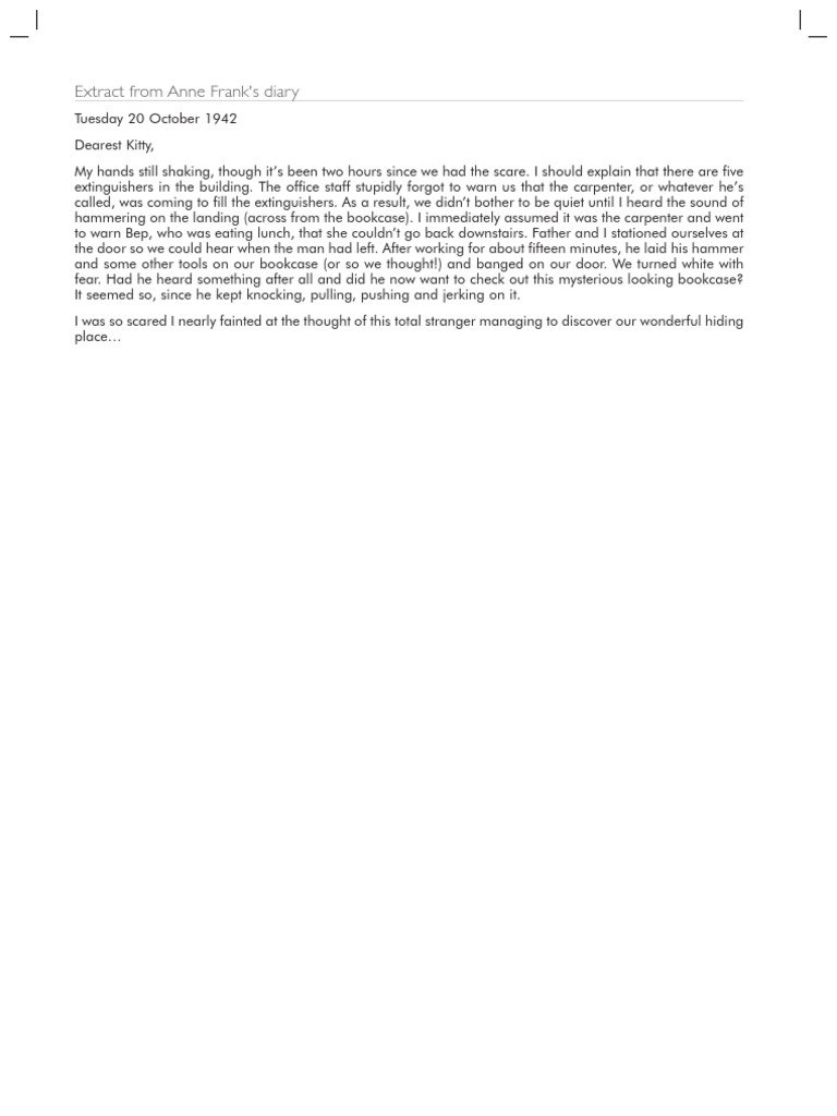 Anne Frank Extract | PDF | Mystery, Thriller & Crime Fiction | General ...