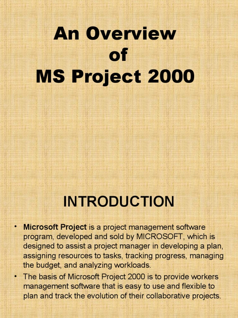 Overview of MS Project 2000 | PDF | Computing | Software