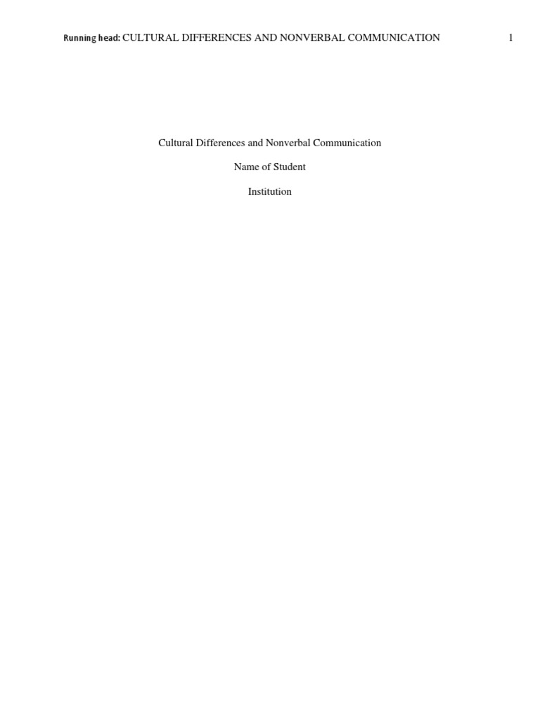 Cultural Differences and Nonverbal Communication | PDF | Nonverbal ...