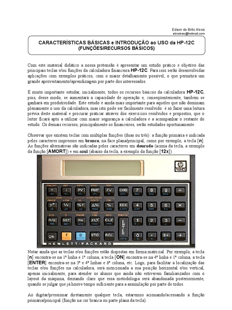 HP-12C Características Básicas e Introdução Ao Uso Da HP-12C | PDF ...