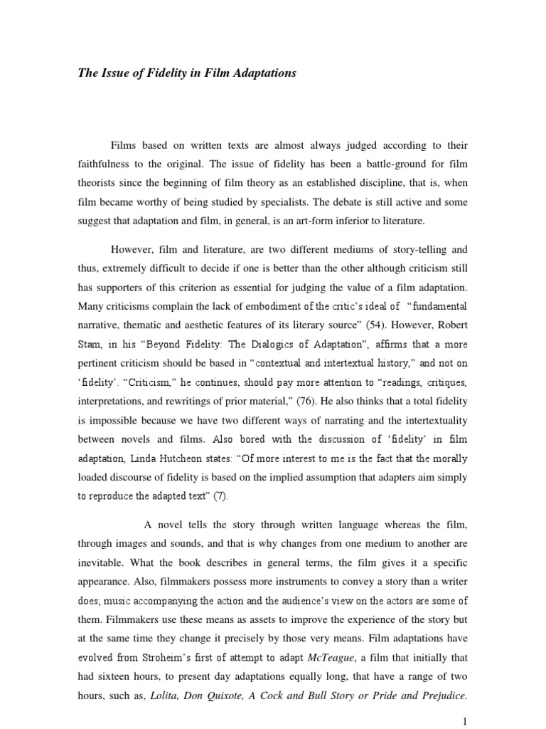 Fidelity in Film Adaptation Debate | PDF | Narrative | Pride And Prejudice