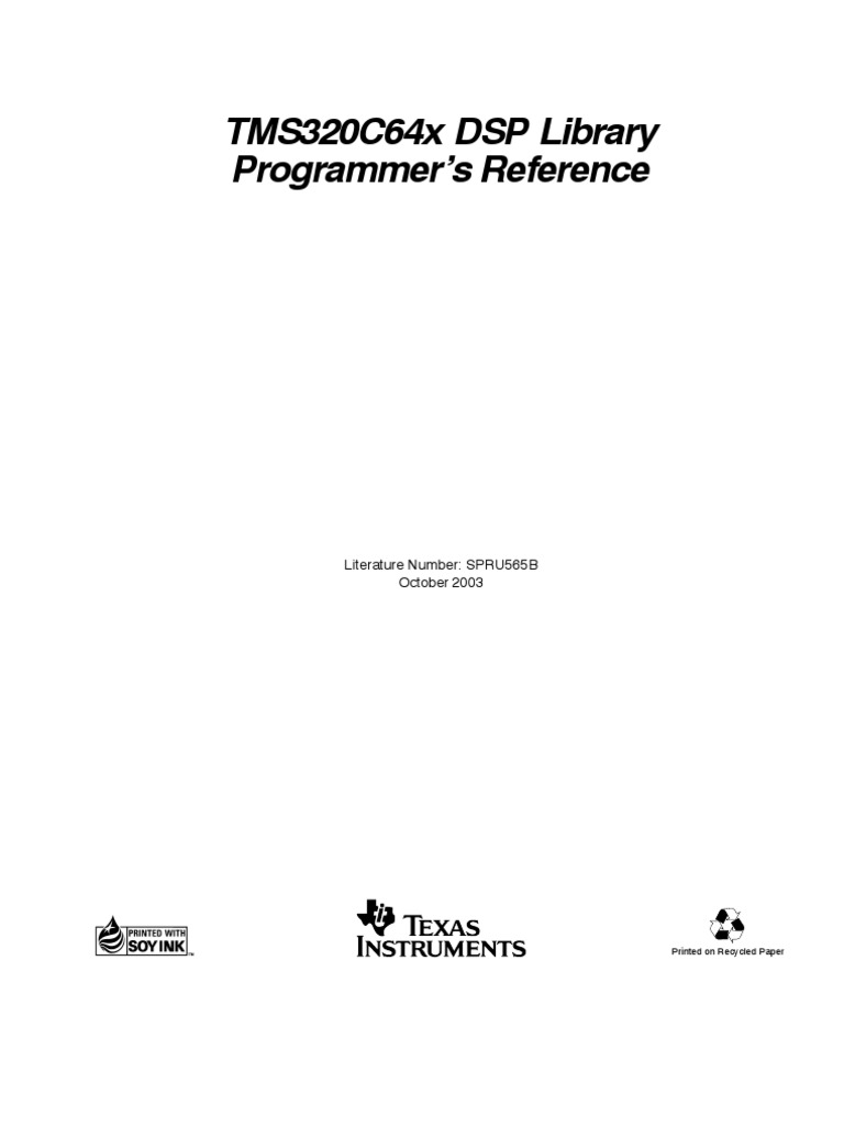 TMS320C64x DSP Library Programmer Reference | PDF | Digital Signal Processor | C (Programming ...