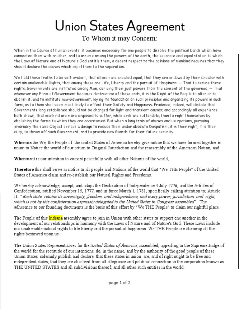 Notice of States in Union | PDF | Natural And Legal Rights | Life