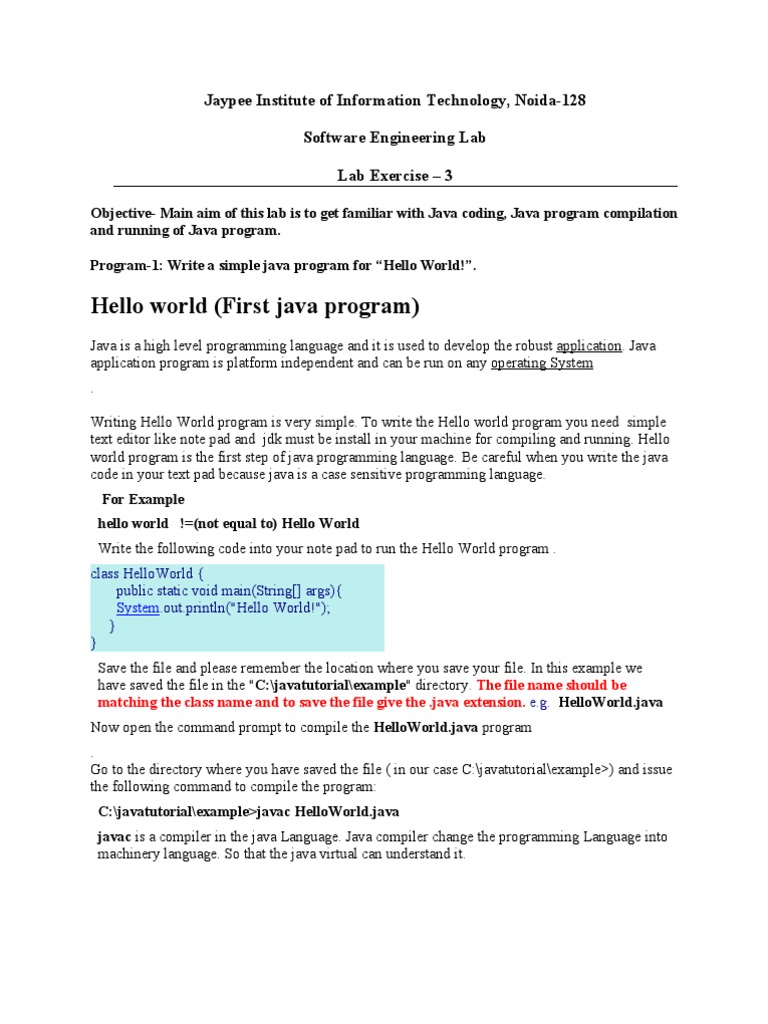 Labsheet#03 | PDF | Java (Programming Language) | Class (Computer ...