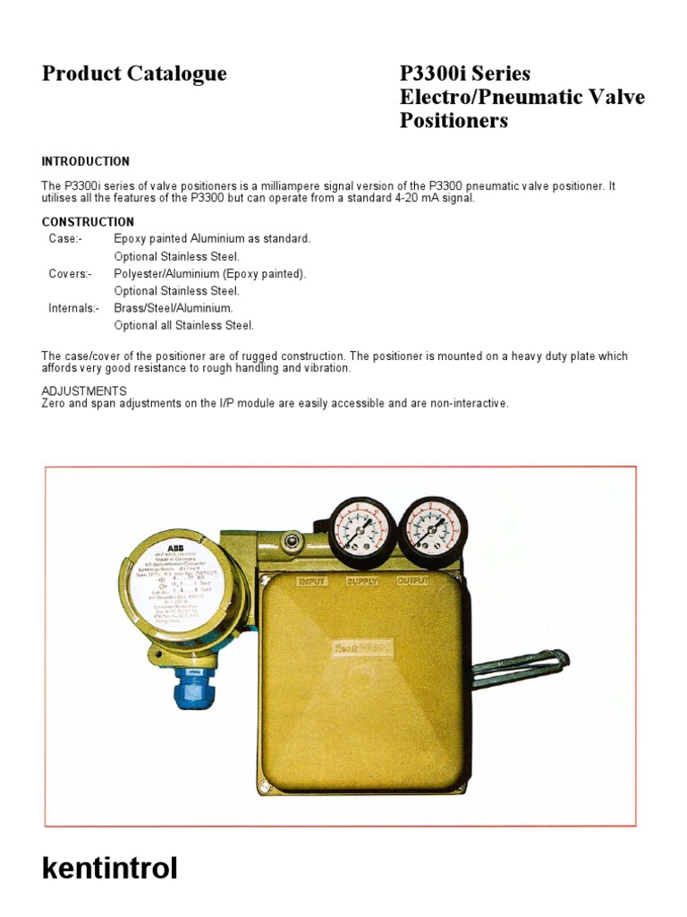 Electro/Pneumatic Valve Positioners (P3300) | PDF | Valve | Actuator
