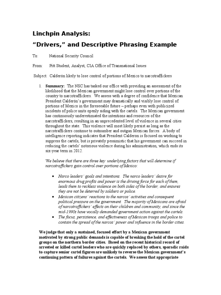 Linchpin Analysis Example | PDF | Illegal Drug Trade | Cartel