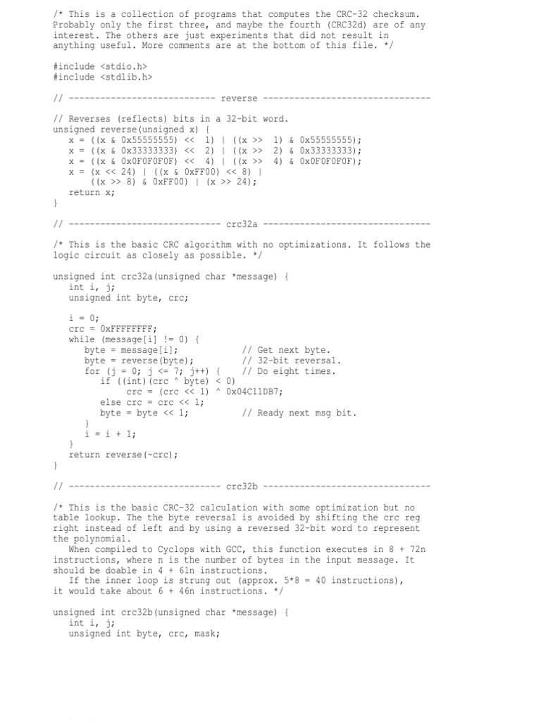 CRC C | Download Free PDF | Integer (Computer Science) | C (Programming ...