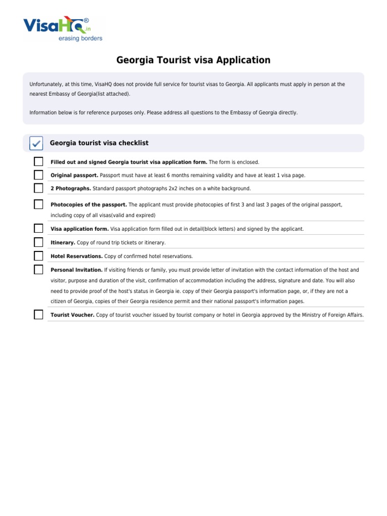 Georgia Tourist Visa Application | PDF | Travel Visa | Passport