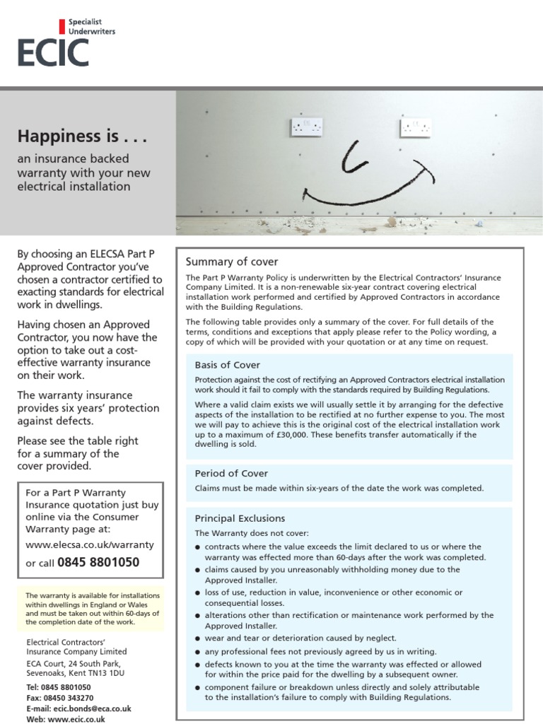 ECIC - Insurance Backed Warranty With Your New Electrical Installation ...