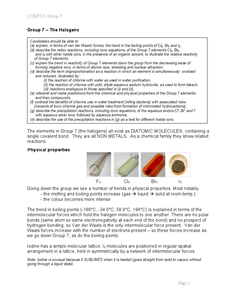 F321 Group 7 | PDF | Chlorine | Iodine