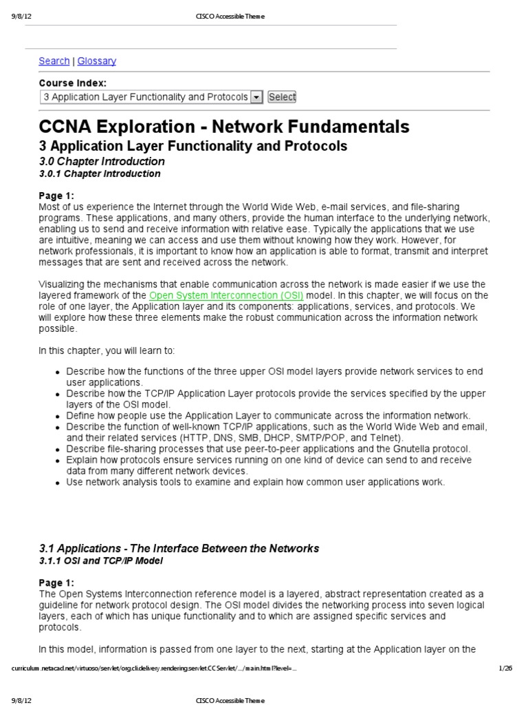 CCNA Exploration - Network Fundamentals - 3 Application Layer Functionality and Protocols | PDF ...