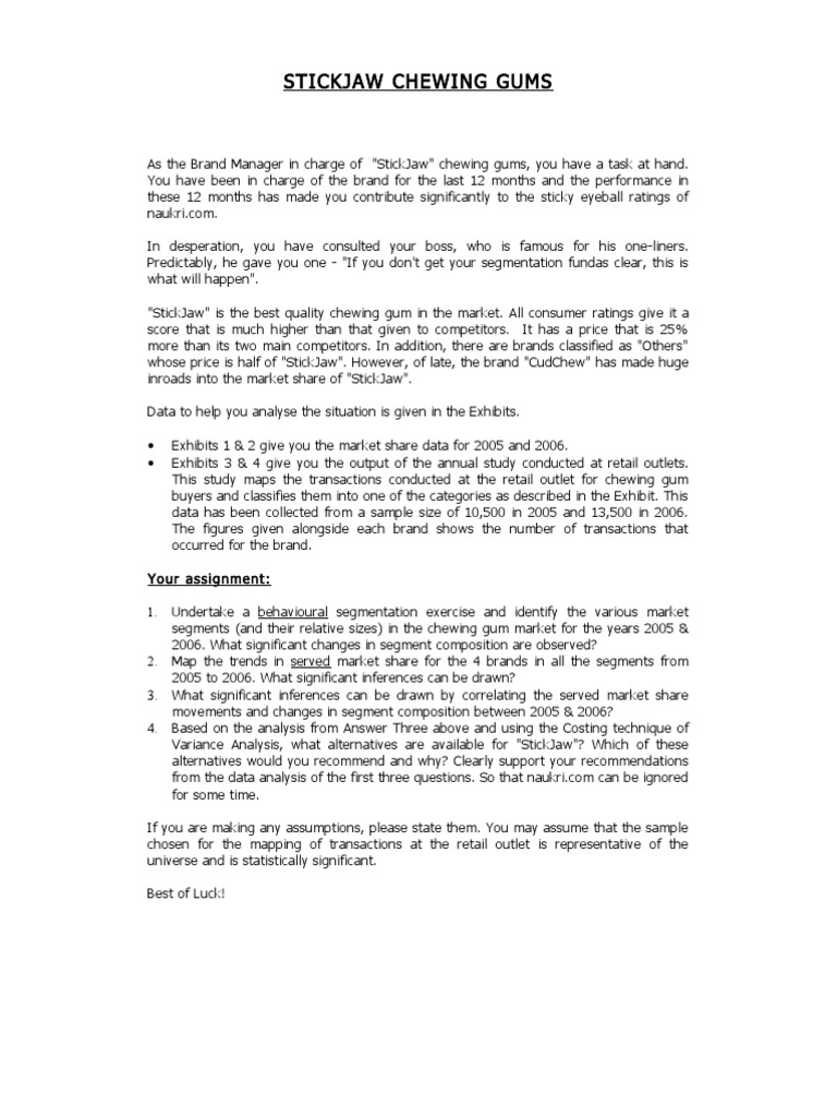 Stick Jaw Chewing Gums | PDF | Brand | Retail