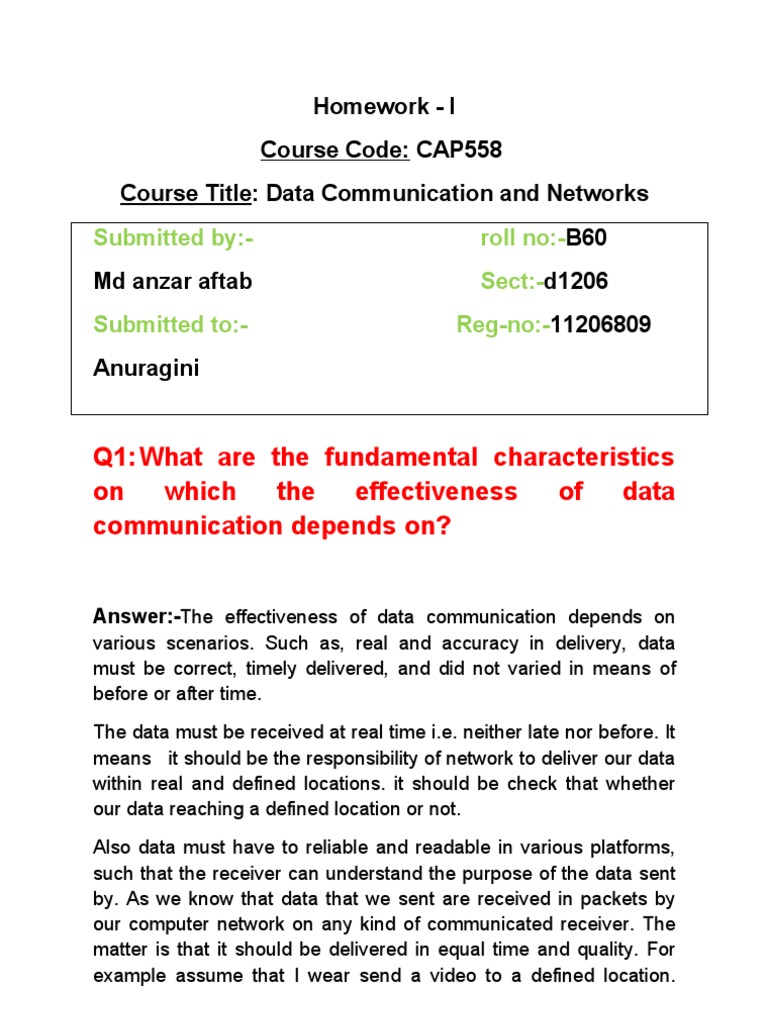 Q1: What Are The Fundamental Characteristics On Which The Effectiveness ...