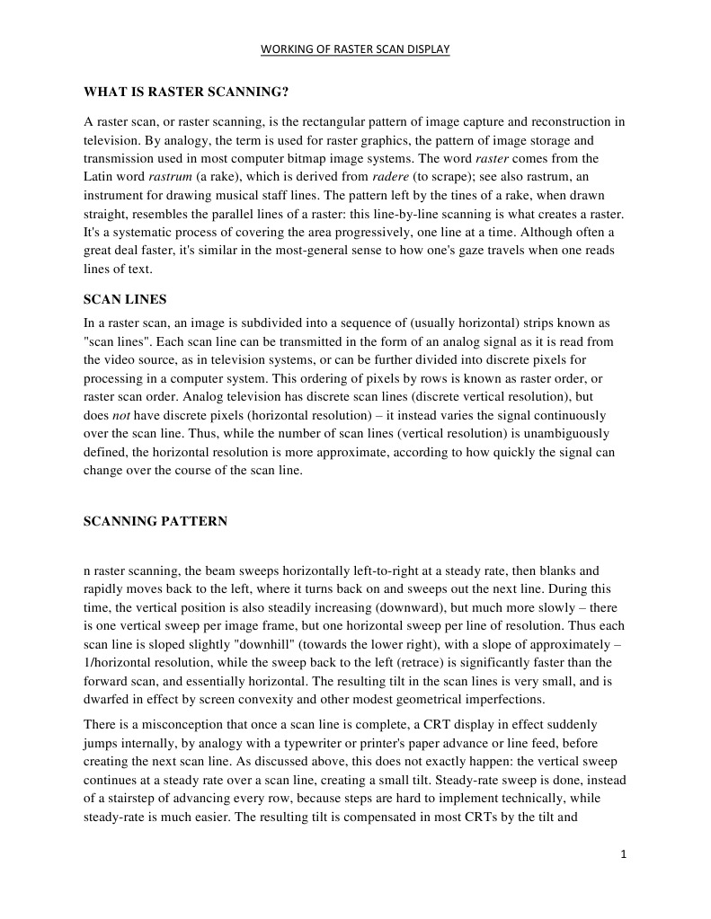 Raster Scan Display | PDF | Film And Video Technology | Electronics