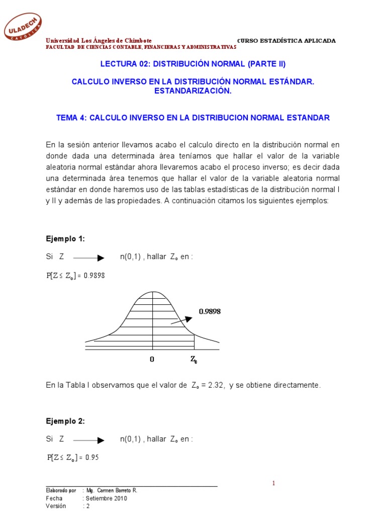 Distribución Normal Calculo Inverso | PDF