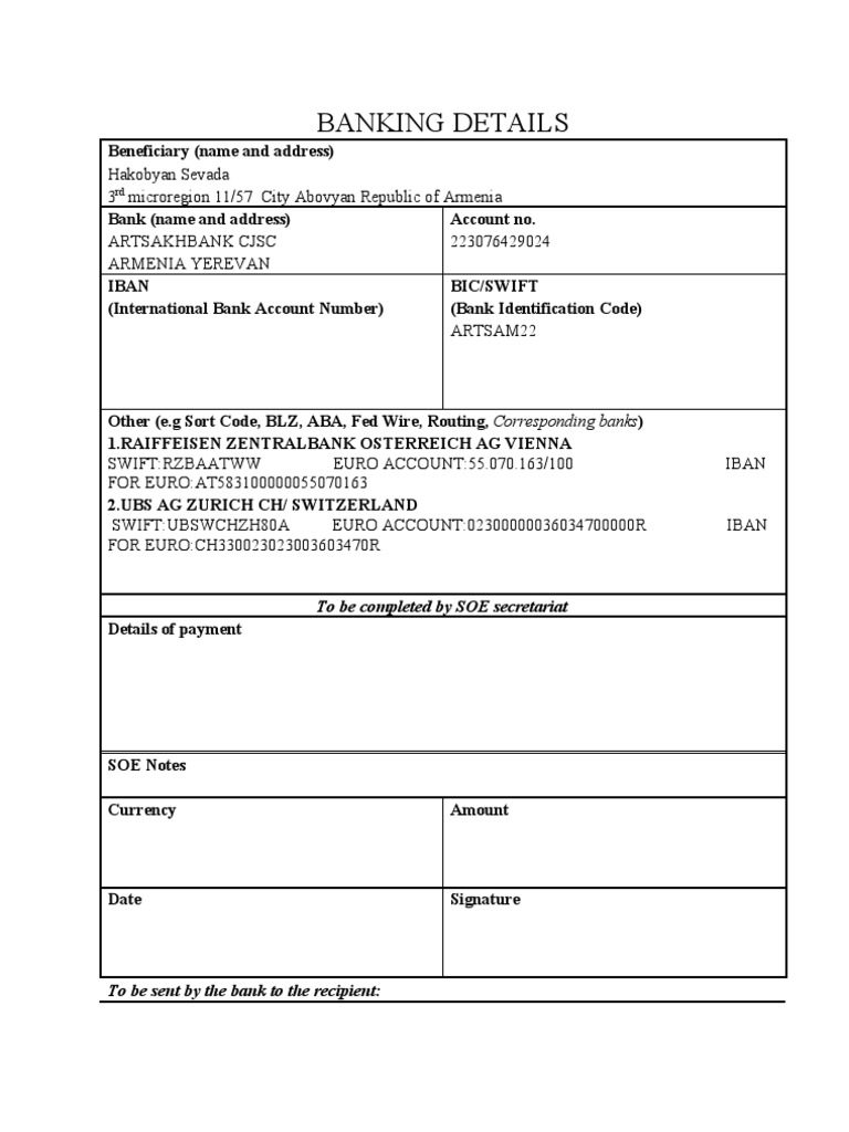 Banking Details | PDF