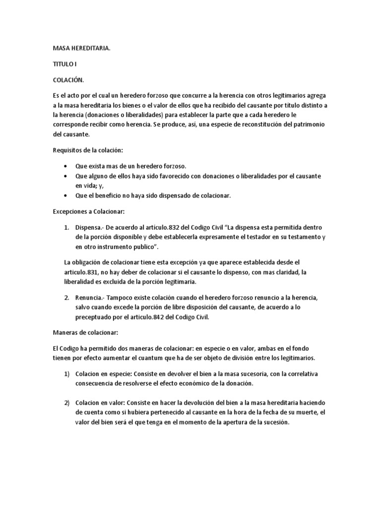 Masa Hereditaria | PDF | Herencia | Propiedad