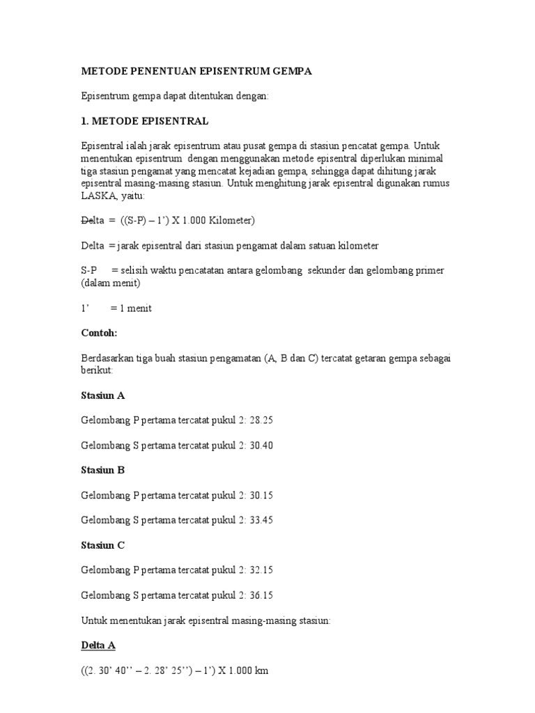 Metode Penentuan Episentrum Gempa | PDF