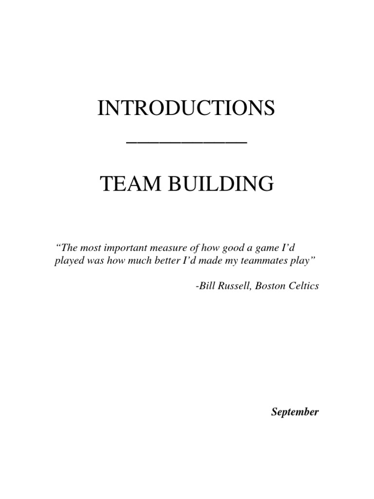 Introductions - Team Building | PDF | Team Building | Applied Psychology